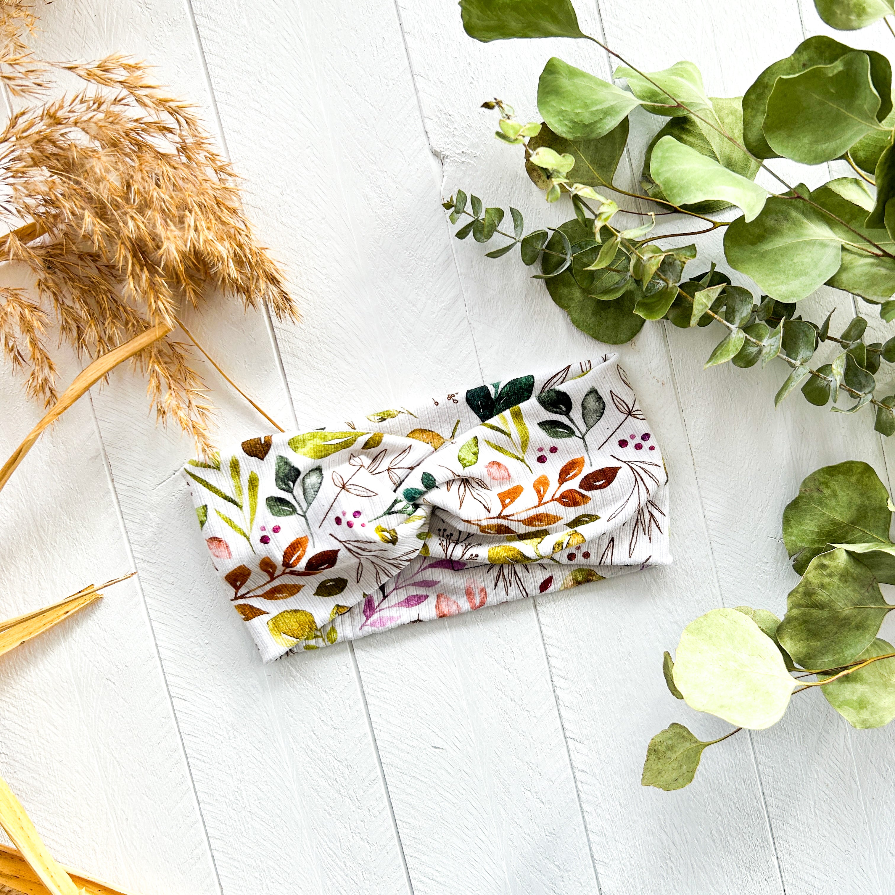 Luxe Headband - Jewel Springs & Leaves – Wheat & Wildflower Handmade