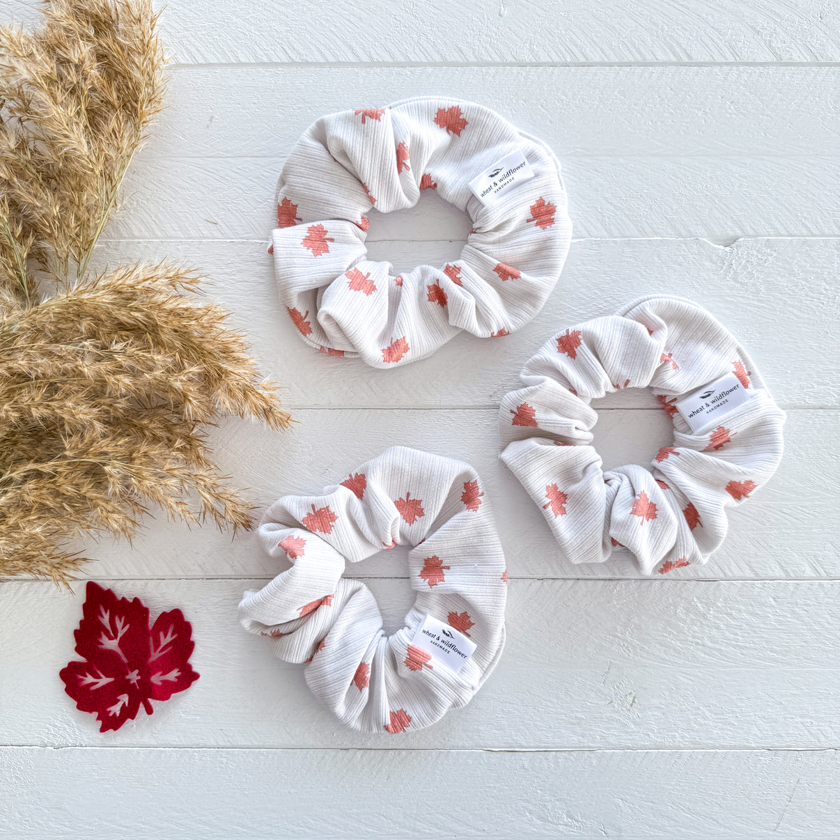 Luxe Scrunchies - Maple Leaf Toss – Wheat & Wildflower Handmade